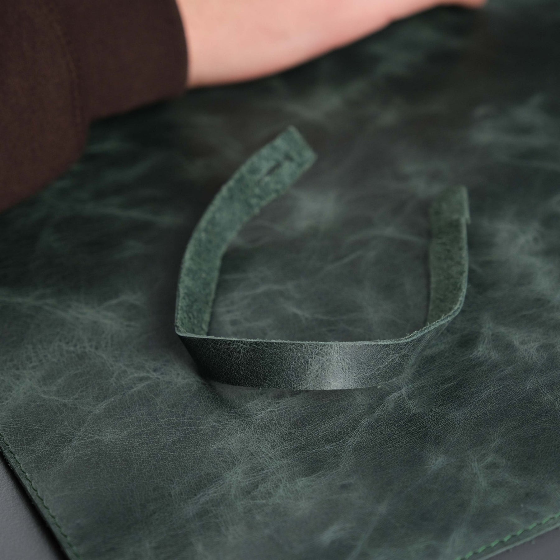 Dark Green Leather Desk Pad | Genuine Calfskin | TORONATA
