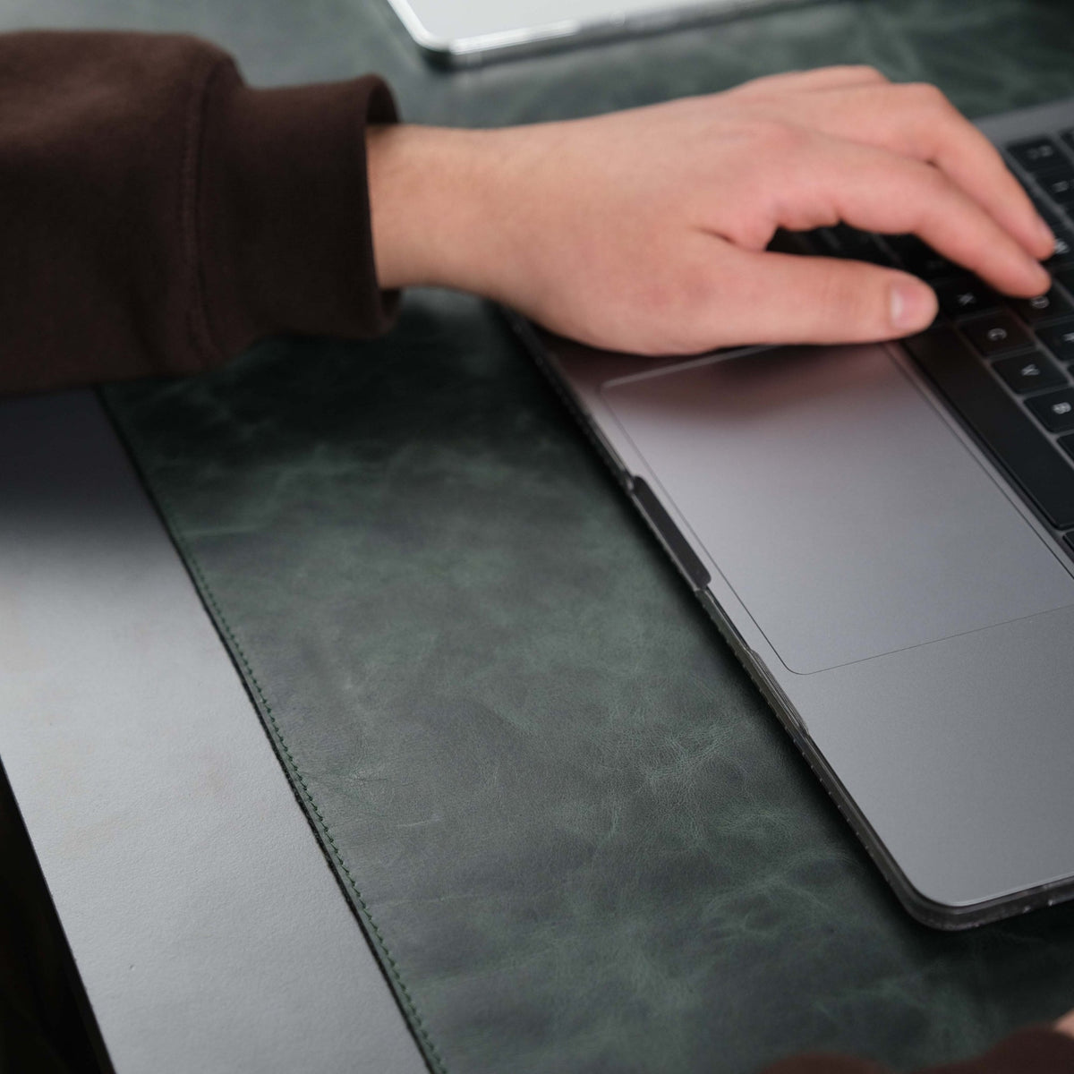 Dark Green Leather Desk Pad | Genuine Calfskin | TORONATA